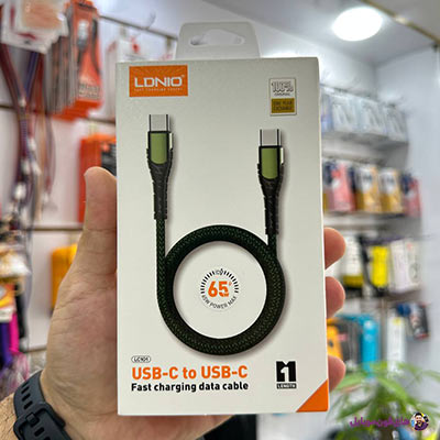 کابل دو سر تایپ سی LDNIO مدل LC101 ویژگی 65 وات - هایفون موبایل سقز